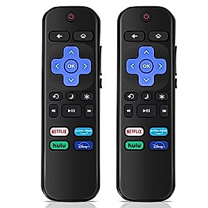 2 PCS Replaced Remote Control for Roku TV,Compatible for TCL Roku/Hisense Roku/Sharp Roku/Onn Roku/Insignia Roku ect,with Netflix Disney+/Hulu/Prime Video Buttons【Not for Roku Stick and Box】