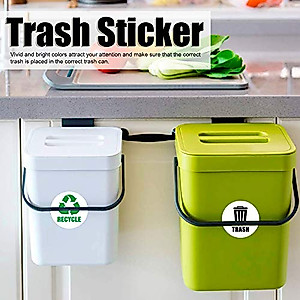 Jeanoko 18/Set Recycle Decal Recycle Sticker Trash Label Sticker Waterproof Trash Classification Sticker for Cans Garbage Containers Bin