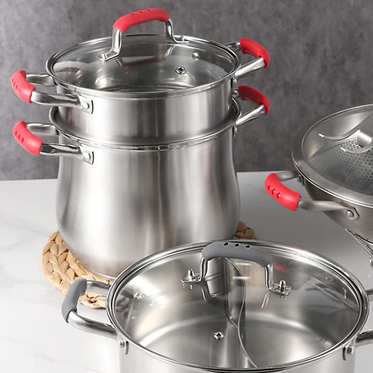 Tofficu 6pcs Silicone Hot Handle Holde Non Slip Rubber Pot Holders Pan Ear Clip Cast Iron Skillets Handles Grip Cover Heat Resistant Potholder Cookware Handle for Cast Iron Skillet