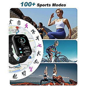 BYBUKCKR Smart Watch for Men Women (Answer/Make Call), 2" Smartwatch for Android Phones and iPhone Compatible, IP68 Waterproof Fitness Watch with Heart Rate Monitor Blood Oxygen Sleep Tracker, Black