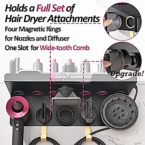 Affogato Wall Mount Holder for Dyson Airwrap Styler Supersonic Hair Dryer, Wall Mounted Organizer for Storage Attachments, Rack with Hooks for Accessories Nozzles Barrels Brushes