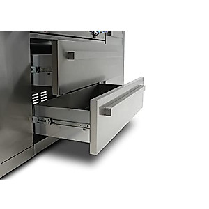 Mont Alpi MAi400-DFC 32-Inch 4-Burner 78000 BTU Deluxe Stainless Steel Gas Outdoor Kitchen Bar Barbecue Island Grill w/Infrared Side Burner + Wine Cooler Compact Refrigerator + Rotisserie Kit