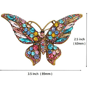 Crystal Rhinestone Butterfly Brooch Elegant Lapel Pins Dress Accessories Jewelry Gift For Women Girls (Multi)