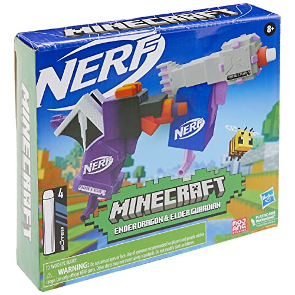 NERF MicroShots Minecraft Ender Dragon and Elder Guardian Mini Blaster 2-Pack, 4 Elite Darts, Pull to Prime Handle (Amazon Exclusive)