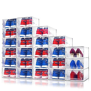 24 Pack Clear Shoe Organizer For Closet Shoe Storage Organizer Shoe Storage Boxes Shoe Box Shoe Containers Sneaker Storage