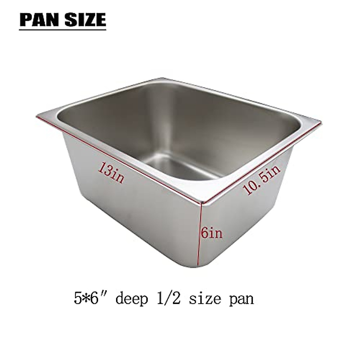 HQHAOTWU 5-Pan Electric Food Warmer Commercial Bain Marie Buffet Stainless Steel Food Container Single-Row Pans with Temperature Display and Glass Guard for Restaurant Canteen 13"×10.5"×6" Pan