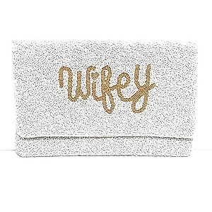 WIFEY Clutch Purse, Bride Gifts, Bridal Gift for Bride, Wedding Gift, Bride To Be Gift, Engagement Gift, Bridal Wedding Gift, Bride Beaded Clutch, Wifey Bride Bag, Future Wife Gift, White
