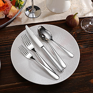 KEAWELL Premium 45-Piece Louise Silverware Set, 18/10 Stainless Steel, Service for 8, Fine Flatware Set, Smooth and Exceptional mirror finish, Dishwasher Safe (45)