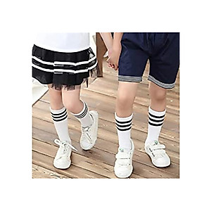 Cosy Encounter Kids Toddler Stripes Knee High Socks Cotton Sports Soccer Uniform Tube Stockings for Boys Girls 1 Pair White Rainbow One Size (WDCEAS4190S101PSN)