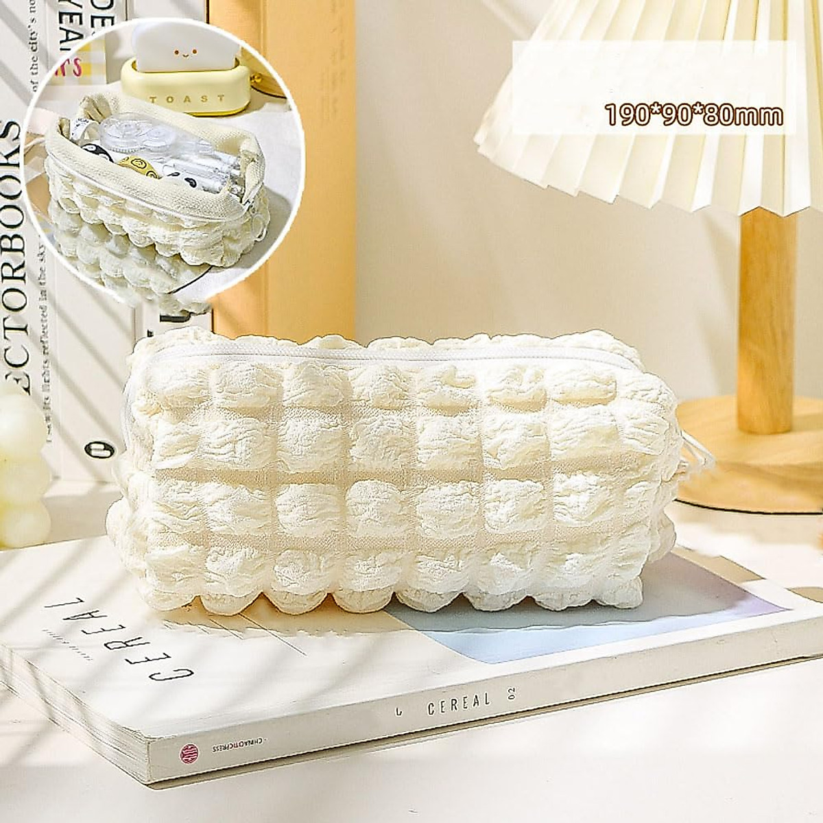 Cute Pencil Pouch Aesthetic School Supplies Puffer Pencil Case Aesthetic Stuff Kawaii Preppy Pencil Case for Girls (Black)