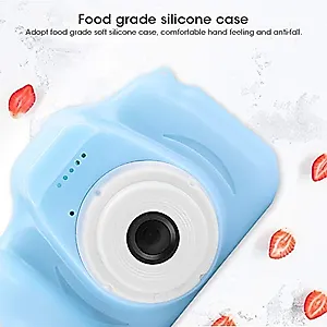 Mini Camera Portable Toy for Children, Digital Camera with TFT Color Screen, Fixed Lens Digital Video Camera, Cute Cartoon Camera Multi Cartoon Photo Frames(Blue)