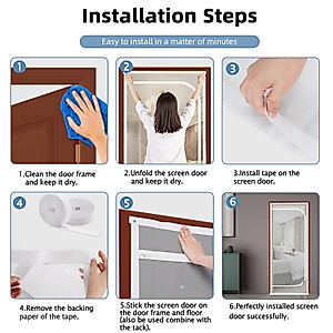 Upgraded Pet Screen Door Fits Doors Up to 36"x84",Heavy Duty Cat Proof Mesh Screen Door with Zipper Closure,Prevent Cats Running Out from Home,Bedroom,Living Room,Kitchen,(White)
