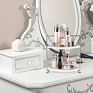 YANBETTER 2-Tier Corner Shelf Bathroom Small Bathroom Shelf Save Space, Easy to Assemble Bathroom Corner Organizer, Vanity Tray Cosmetic & Makeup & Kitchen Storage Silver