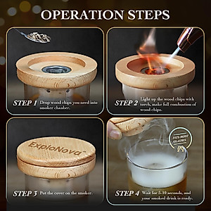 ExploNova Cocktail Smoker Kit with Torch, 6 Flavors Old Fashioned Cocktail Kit with Ice Stones, Bourbon Whiskey Gift for Husband, Father(Without Butane)