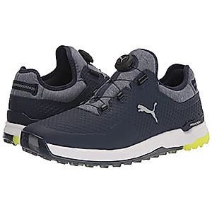 PUMA Golf Men's PROADAPT ALPHACAT DISC Golf Shoe, Peacoat-Puma Silver-Safety Yellow, 12