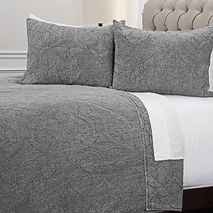 Rizzy Home | BQ4566 | Polyester King Sham | 20"x36" Gray/Black/Nuetral Solid