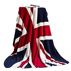 Soft Flannel Union Jack Fleece Blanket British Flag Bed Sofa Blanket Couch Cover Warm Air Conditioning Throw Comfy Throw Quilt Blanket Bedspread for Bedroom Living Rooms Oversized Travel Throw,59"x79"