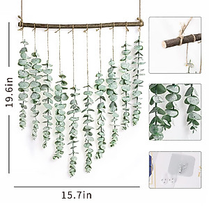 Bestjing Artificial Eucalyptus Wall Hanging Decor - Fake Eucalyptus Leaves Greenery Vines Wall Hanging Plants - Farmhouse Rustic Boho Decor for Bathroom Bedroom Livingroom Decorations