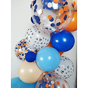 115 Pack Blue Orange Dog Theme Party Balloons Garland Decorations, 18" 10" 5" Bulk Balloons Blue Orange Skin Colors for Kids Family Birthday Party Supplies