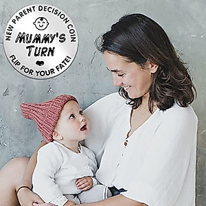 Huwane New Parent Decision Coin Flip for Your Fate, Mummy’s Turn or Daddy’s Turn, New Baby Gift Dad Pregnancy Mom Present for Wife, Husband, Mother’s Day, Father’s Day, Birthday, Christmas (1)