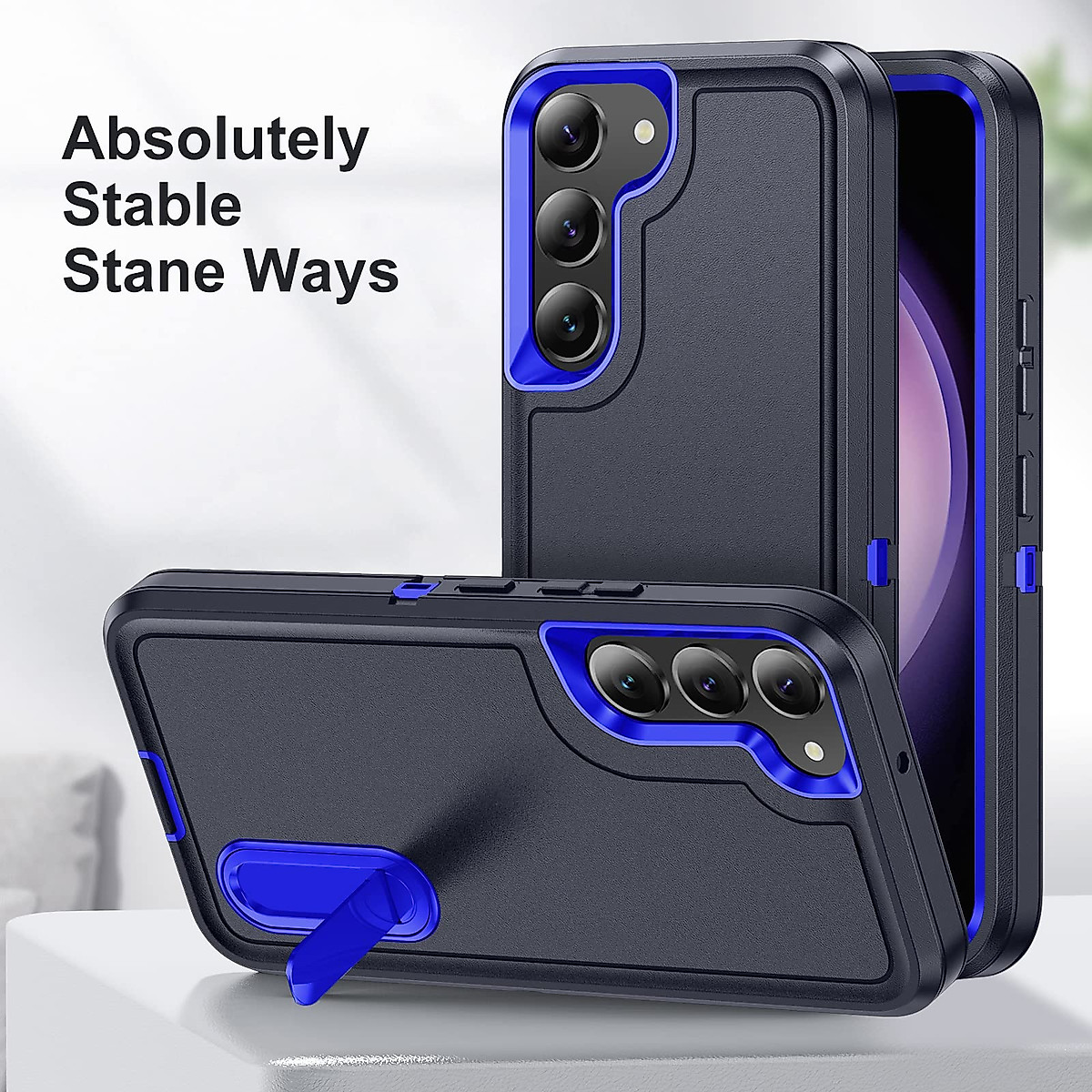 BaHaHoues for Samsung Galaxy S23 Case, Samsung S23 Phone Case with Built in Kickstand, Shockproof/Dustproof/Drop Proof Military Grade Protective Cover for Galaxy S23 5G (Dark Blue/Sapphire)