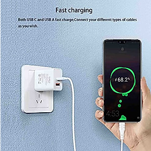 Fast European Charger Plug EU (USB C+USB A) Power Adapter for Samsung Galaxy S22/S21/S20/S10/S22 Ultra/S21+/S20 FE/A53/A32,iPhone 13/12/11/XS/XR,Motorola, Google Pixel