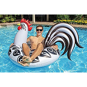 Poolmaster Rooster Inflatable Swimming Pool Party Float (48 Inch), Black/White/Red