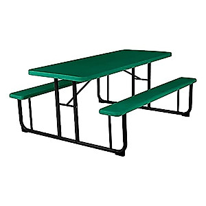 Norwood Commercial Furniture Blow- Molded Plastic Picnic Table, Green/Black, NOR-PTBM7260-6-10, 72"D x 57"W x 30"H