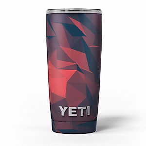 Design Skinz Dark Red Geometric V16 - Skin Decal Vinyl Wrap Kit Compatible with The Yeti Rambler Cooler Tumbler Cups
