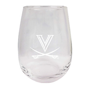 R and R Imports Virginia Cavaliers Etched Stemless Wine Glass 15 oz 2-Pack Officially Licensed Collegiate Product