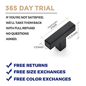 Ravinte 3 Pack Black Square Bar Cabinet Knobs 2 Inch Square Cabinet Pulls Matte Black Single Hole Kitchen Cabinet Handles