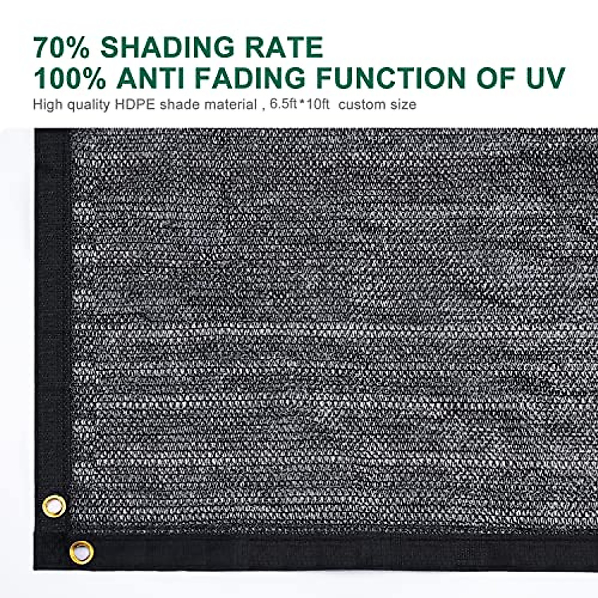Kesfitt Garden 70% Shade Cloth, Resistant Sun Shade Net 6.5x10FT Mesh Tarp with HDPE Material and Reinforced Grommets Shade Trap for Greenhouse, Plant, Pergola, and Backyard Patio Sunshade