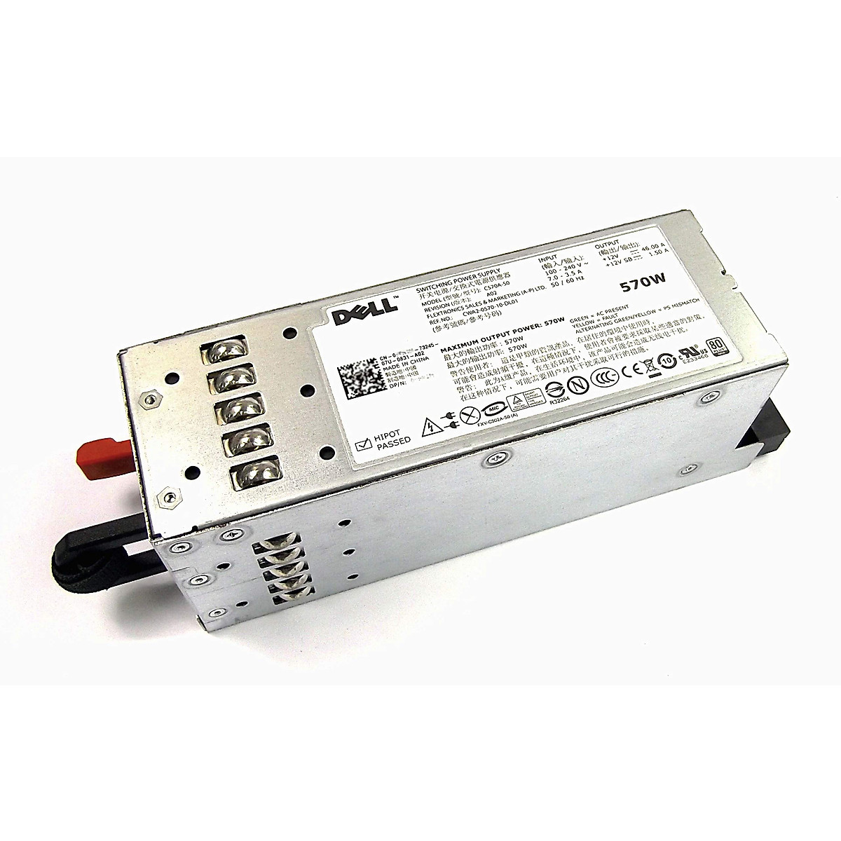 Dell MYXYH 570W HS PSU Power Supply for Dell PowerEdge R710, T610 Server (Renewed)