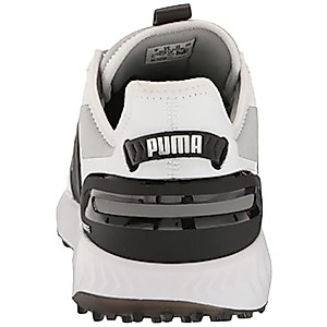 Puma Golf Men's Ignite Elevate Golf Shoe, Puma White-Puma Black-Metallic Silver, 10.5