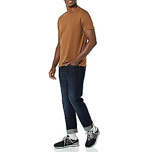 Amazon Essentials Men's Slim-Fit Short-Sleeve Crewneck T-Shirt, Pack of 2, Black/Brown, Medium