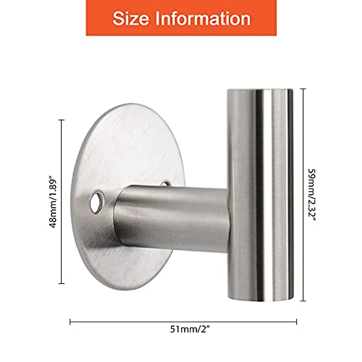 HarJue Bath Towel Hooks, 304 Stainless Steel Robe Towel Hooks Heavy-Duty Waterproof Rustproof Coat Hook for Bathroom and Kitchen- Wall Mounted and Self-Adhesive Installation, 5 Pack (Brushed Nickel)