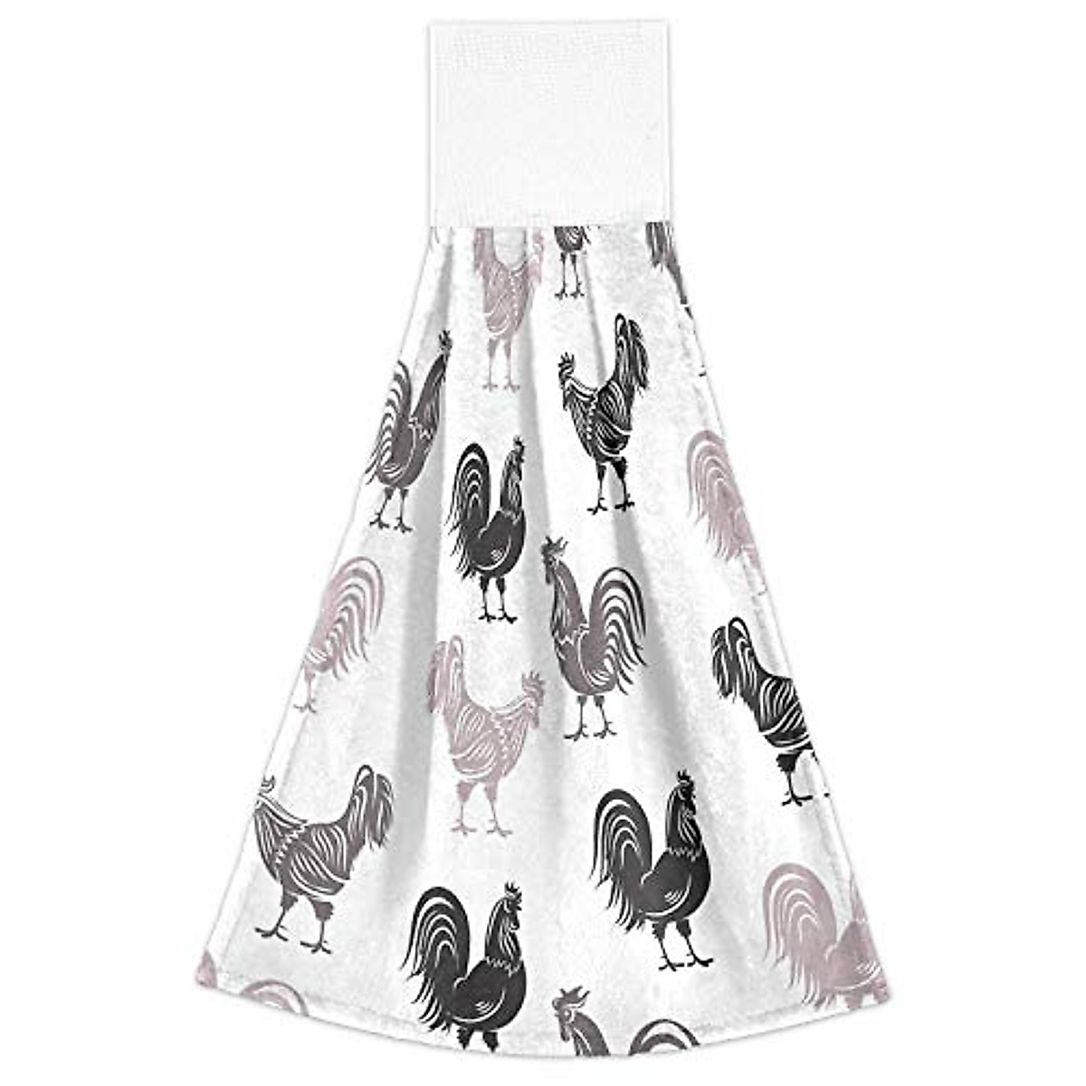 Kcldeci 2Pcs Hanging Hand Towels with Hanging Loop Chickens Farm Absorbent Bathroom Hand Towels Soft Thick Dish Cloth Hand Dry Towels Hand Towels for Kitchen Bathroom Hanging