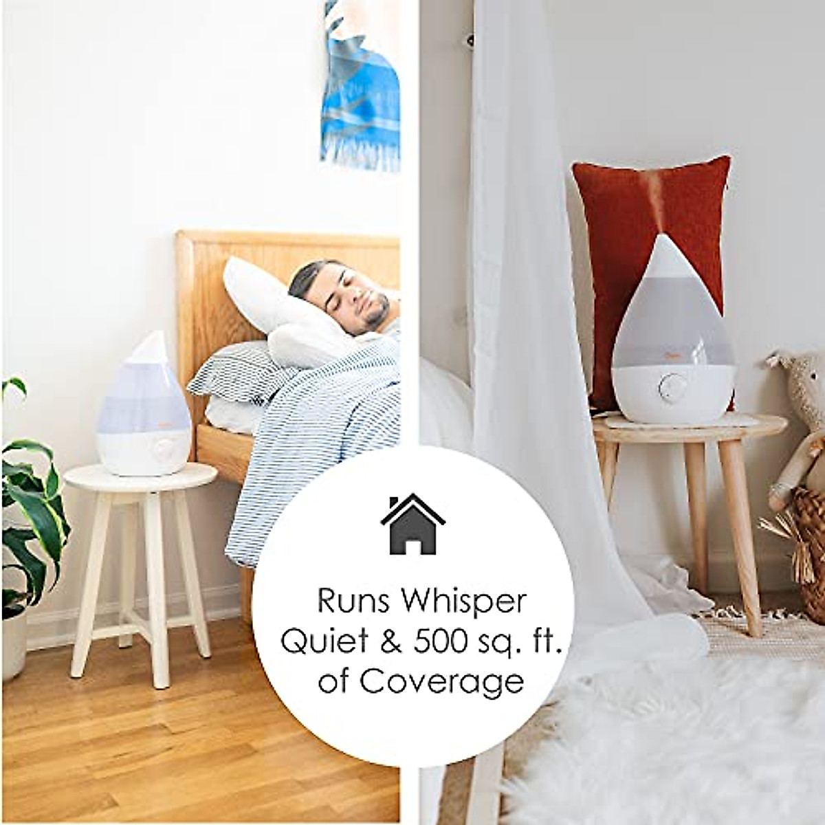 Crane Ultrasonic Cool Mist Humidifier for Bedroom, Baby Nursery, Kids Room, Plants, or Office, Large 1 Gallon Tank, Filter Optional, White