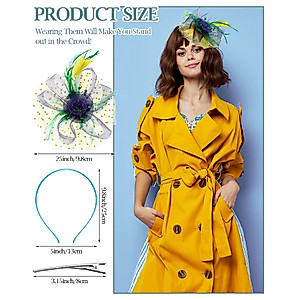 8 Pieces Fascinators Hats Tea Party Hats for Women Girls Flower Feathers Mesh Hat for Cocktail Party Church Wedding Christmas (Stylish Color)