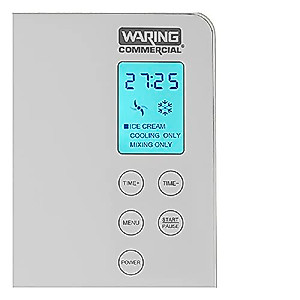 Waring Commercial WCIC20 2 Quart Capacity Ice Cream Maker with Built in Compressor, 180W, 120V, 5-15 Phase Plug