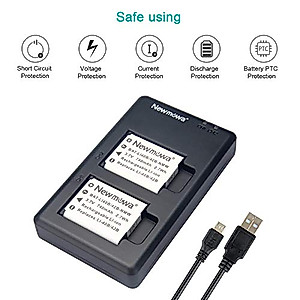 Newmowa Li-42B Replacement Battery (2 Pack) and Dual USB Charger Kit for Olympus Li-42B/Li-40B,Fujifilm NP-45S and Olympus Stylus 1040 1060 1070 7000 7010 7020 7030 7040 Tough 3000 TG-310 TG-320 VR310