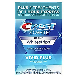 Crest 3D Whitestrips, Vivid Plus, Teeth Whitening Strip Kit, 24 Count (Pack of 1)