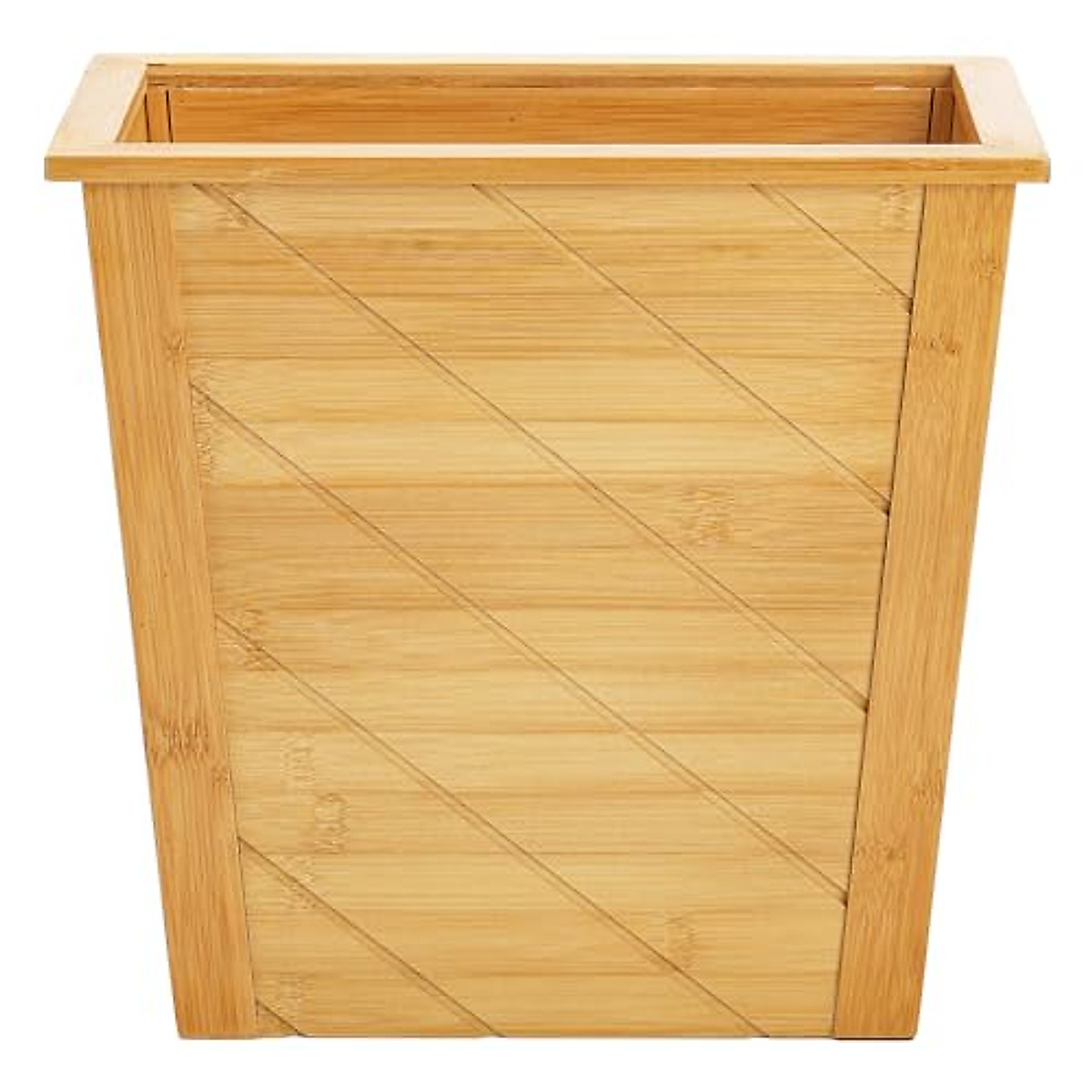 Frcctre Bamboo Waste Basket, Rectangular Compact Waste Trash Can Waste Bin Garbage Built-in Handles Brown Container Bin for Bedroom, Office, Living Room, Kitchen, Bathroom, 11.3"x6.75"x11"
