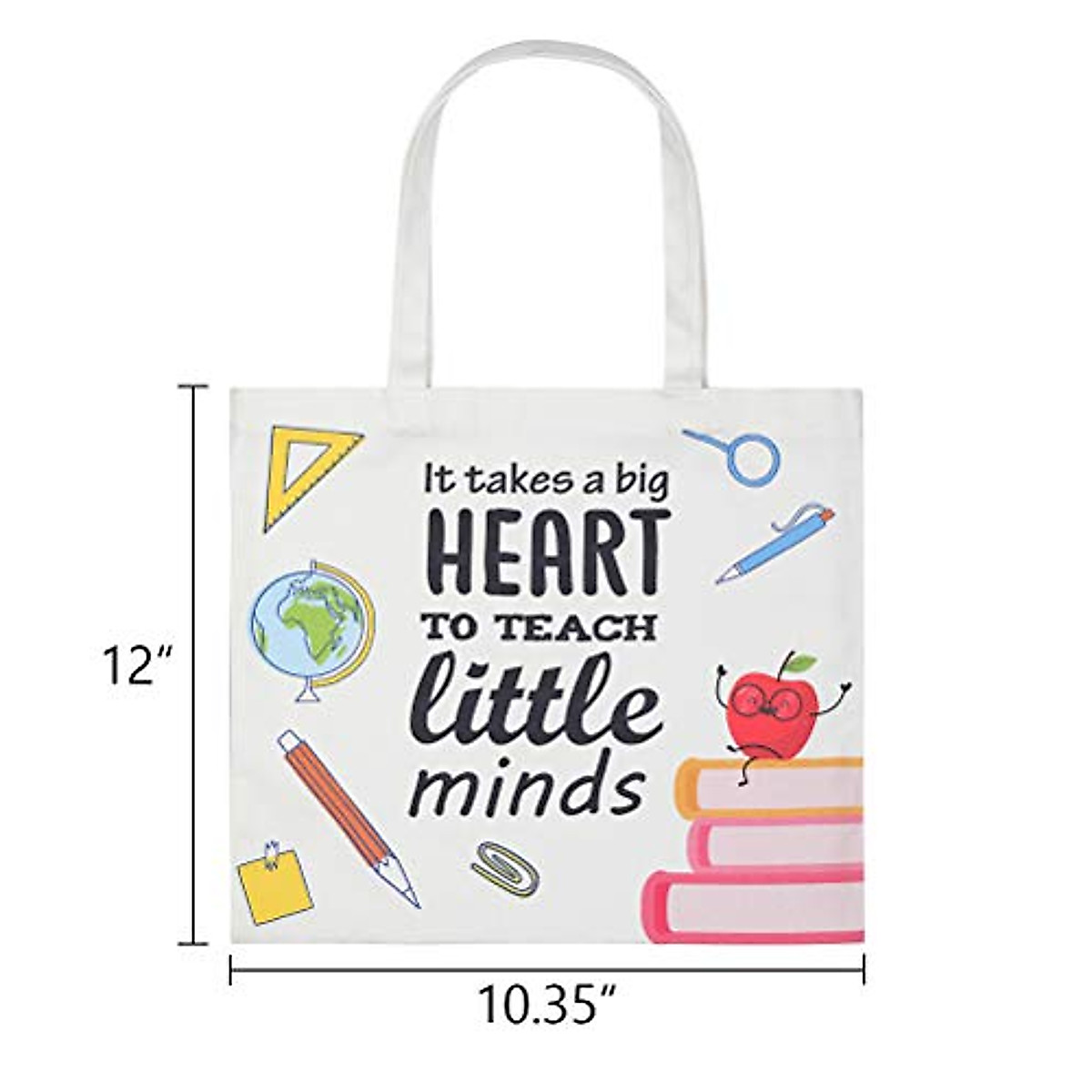 Teacher Appreciation Gifts - Teaching Tote Canvas  Bag for Men Women,It Takes A Big Heart To Teach Little Minds 