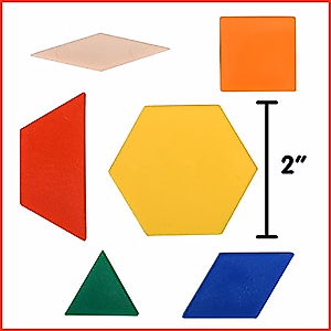 edxeducation Plastic Pattern Blocks - Set of 250 - Early Geometry Skills - Math Manipulative for Shape Recognition, Symmetry, Patterning and Fractions - Ages 4+