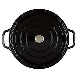 MasterPan 7 Quart Non-Stick Cast Aluminum Dutch Oven Casserole Stockpot 11", Black