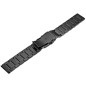 SINAIKE 22mm Black Matte Wrist Band Stainless Steel Replacement Watch Band with Push Button Safety Buckle