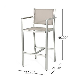 Christopher Knight Home Tammy Coral Outdoor Grey Mesh 29.50 Inch Barstools with Silver Rust-Proof Aluminum Frame (Set of 2),