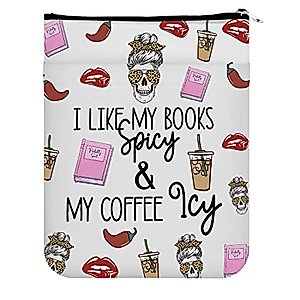 MAOFAED Smut Book Lover Gift Coffee Lover Gift I Like My Books Spicy and My Coffee ICY Book Sleeve Smut Reader Gift (Spicy and Coffee ICY)