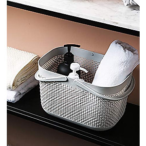 UUJOLY Plastic Organizer Storage Baskets with Handles, Shower Caddy Bins Organizer for Bathroom and kitchen（Grey